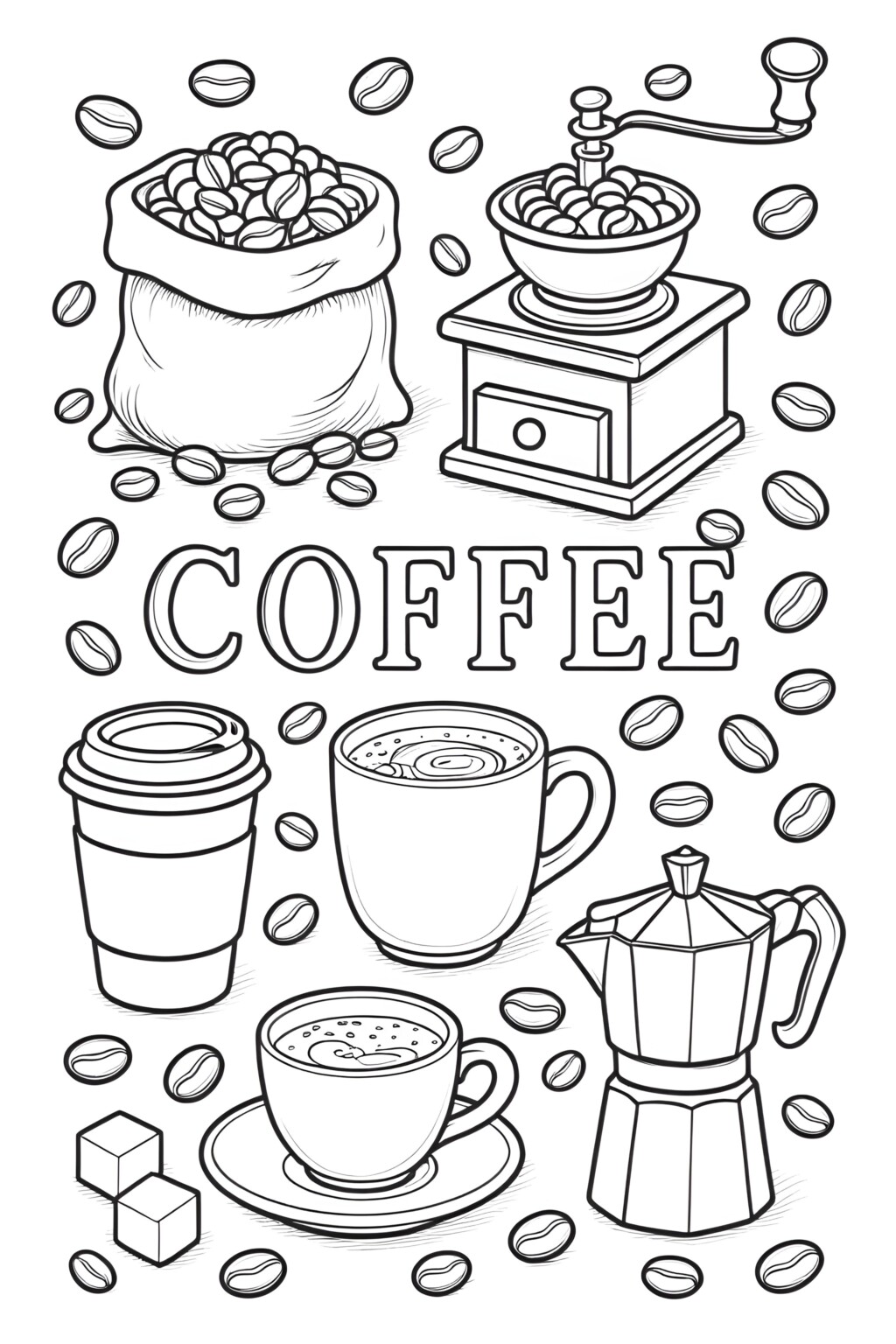 Coffee Coloring Pages For Adults | Coloring Pages Mimi Panda