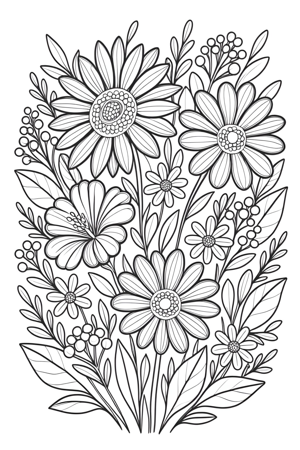Summer Flower Coloring Pages | Coloring Pages Mimi Panda