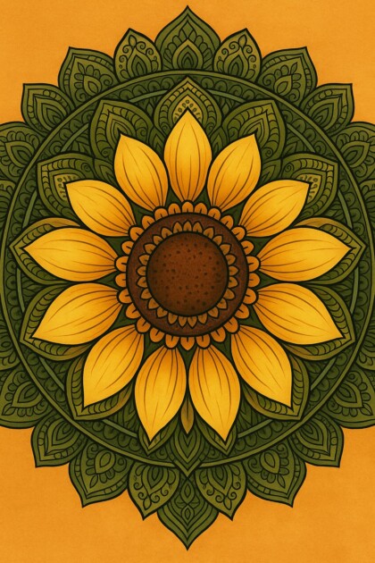Sunflower Mandala Coloring Page | Coloring Pages Mimi Panda
