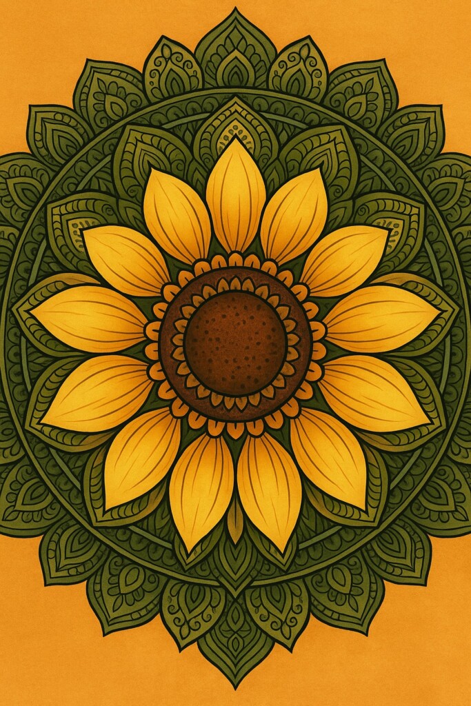 Sunflower Mandala Coloring Page | Coloring Pages Mimi Panda