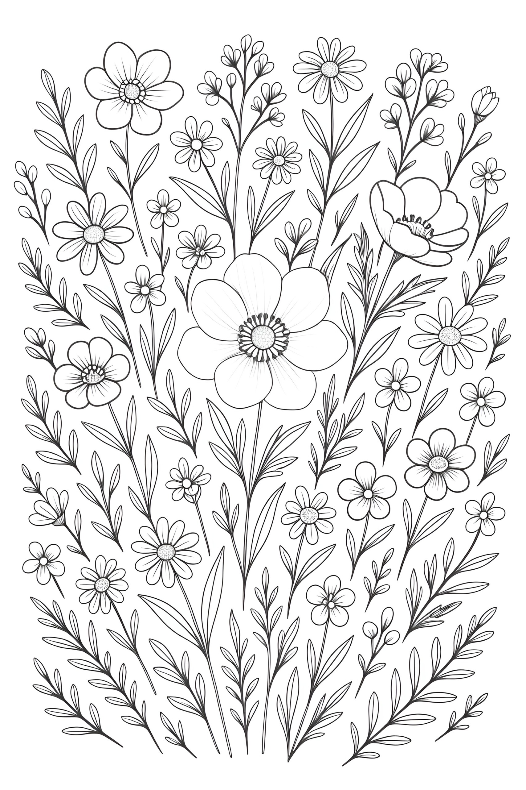 Wild Flower Coloring Page | Coloring Pages Mimi Panda