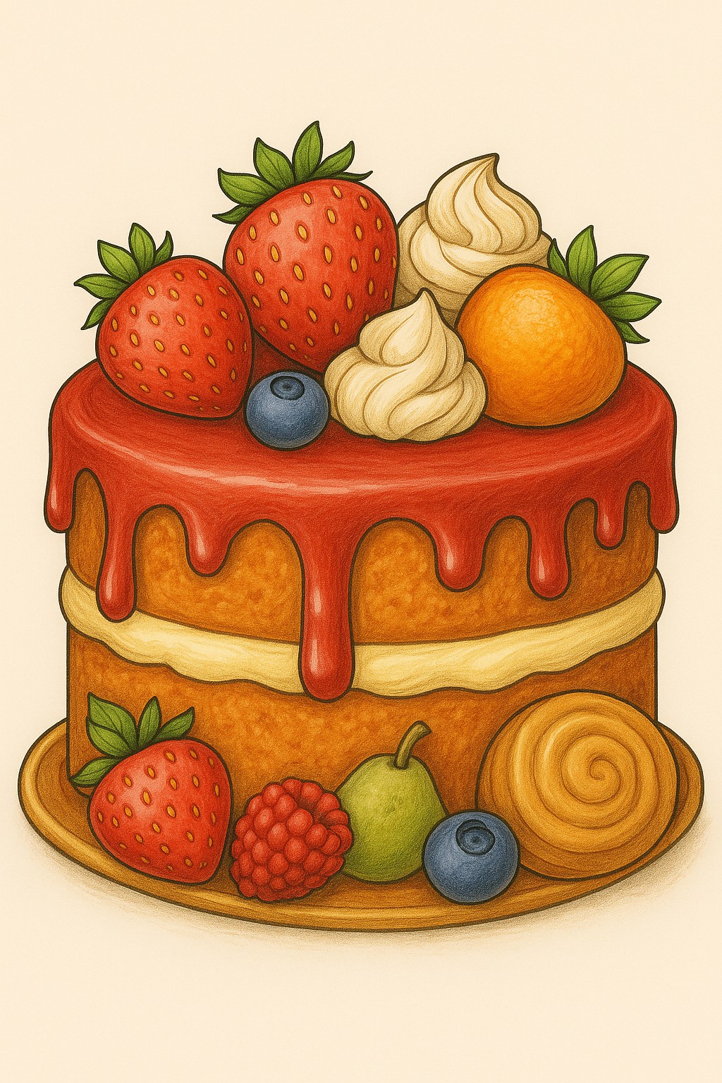 Cake Color Page | Coloring Pages Mimi Panda