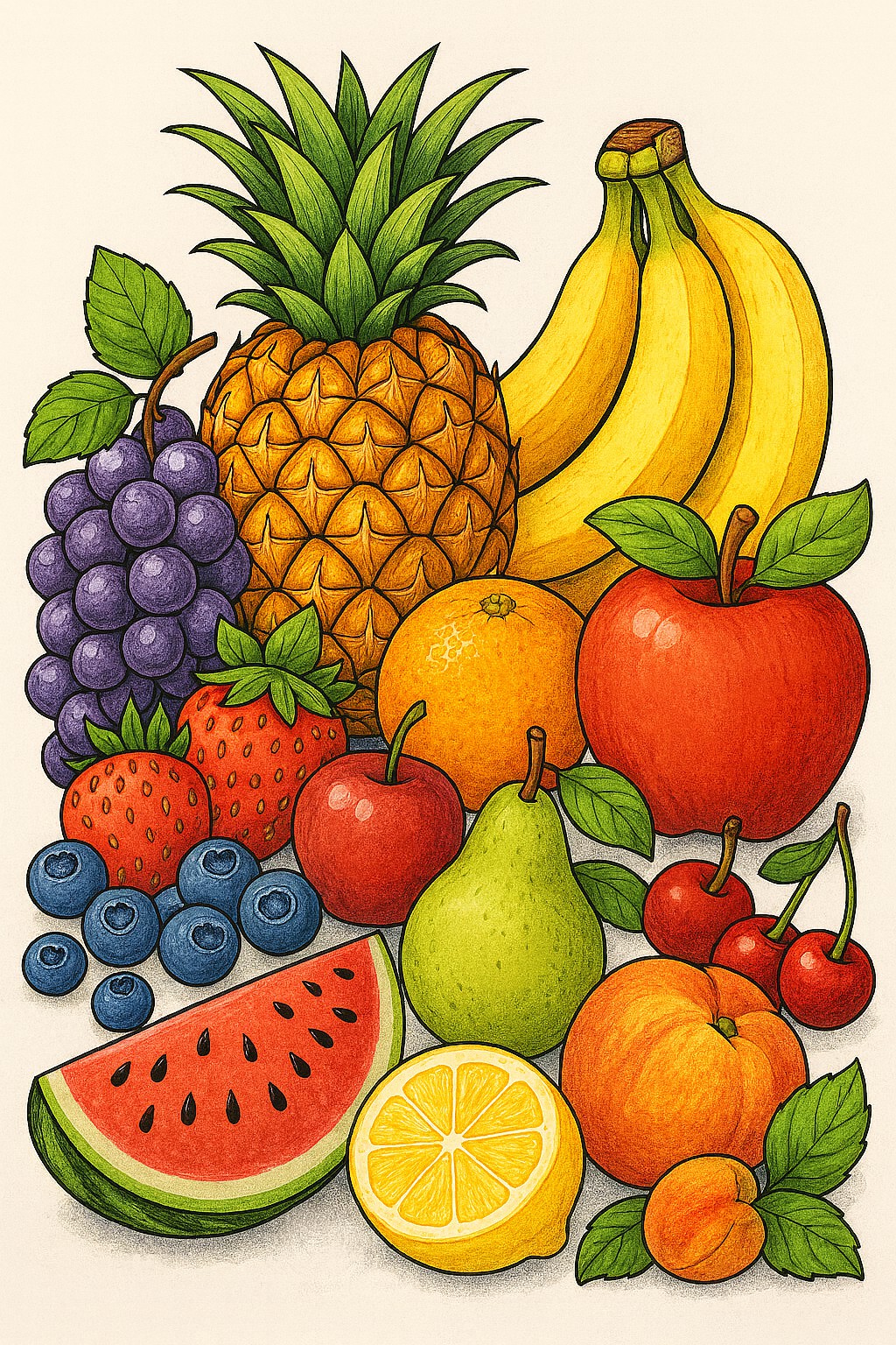 Color Pictures Of Fruit | Coloring Pages Mimi Panda