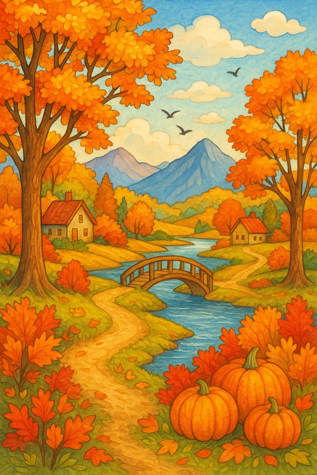 Autumn Fall Coloring Pages | Coloring Pages Mimi Panda