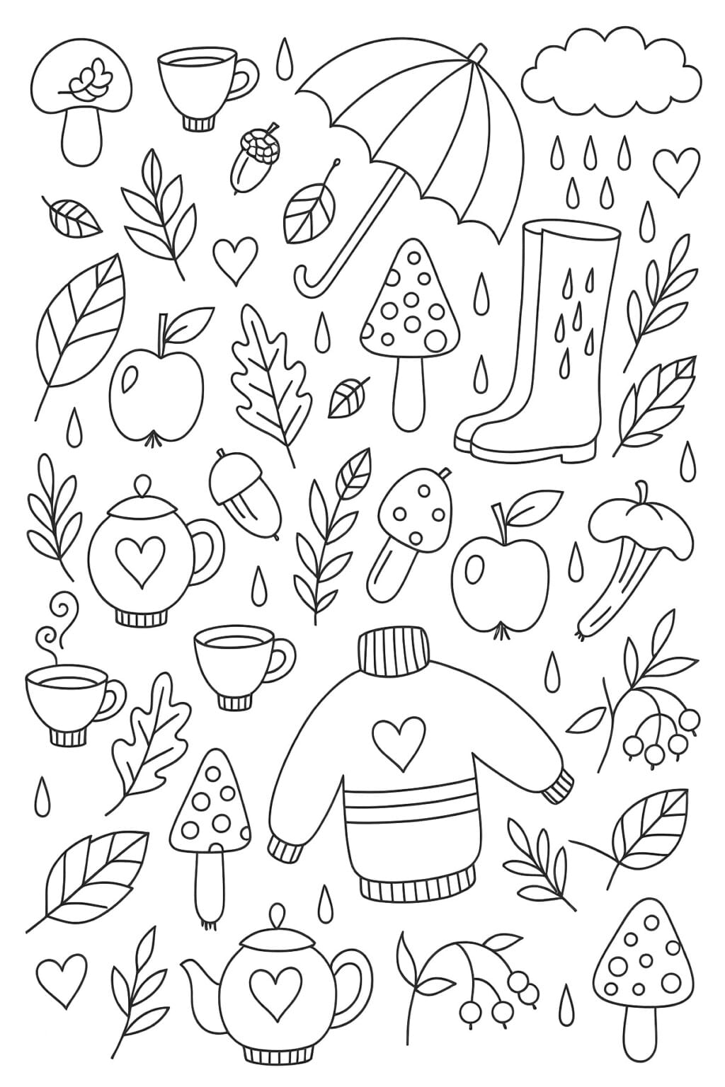 Coloring Book Fall | Coloring Pages Mimi Panda