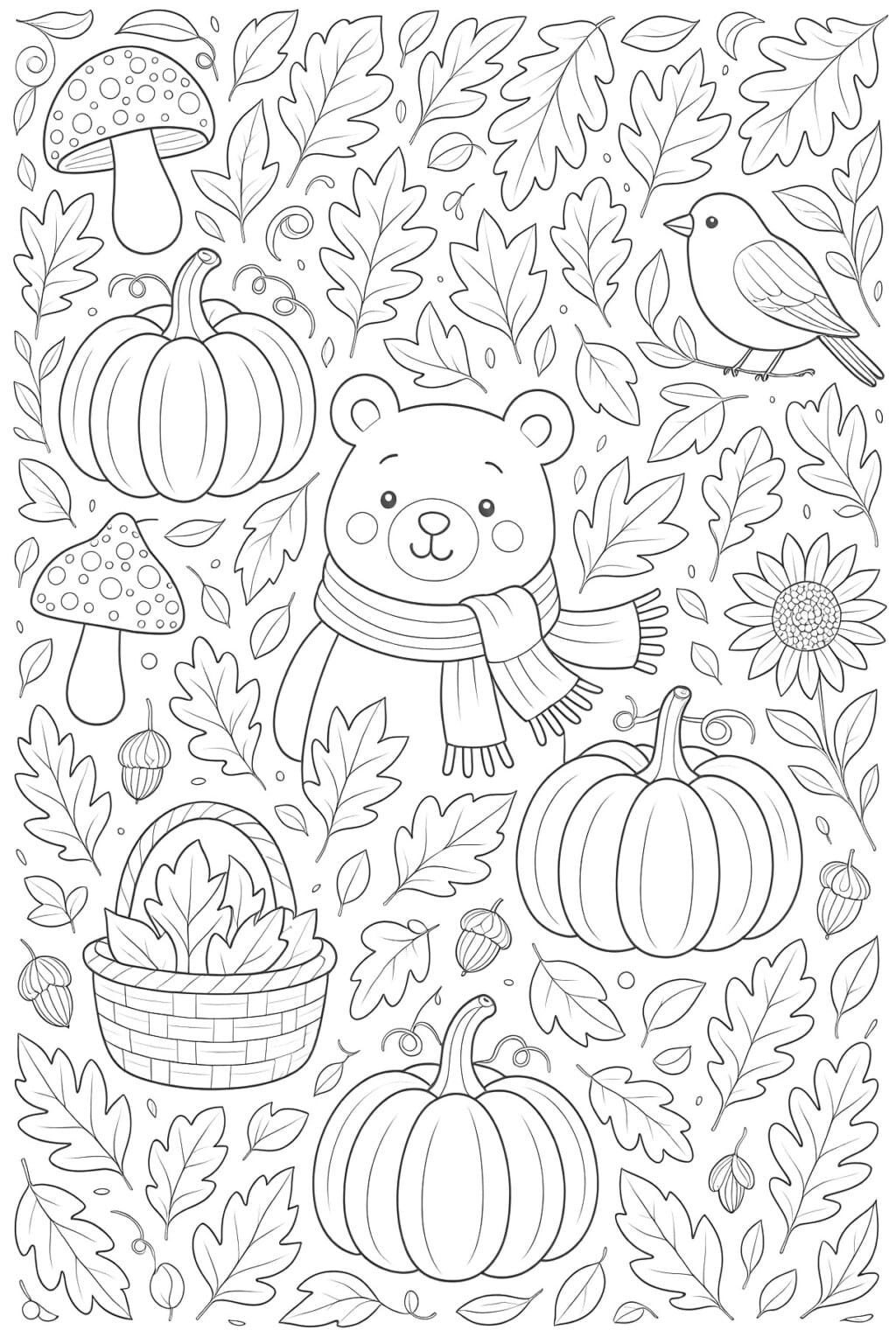 Fall Coloring Pages | Coloring Pages Mimi Panda