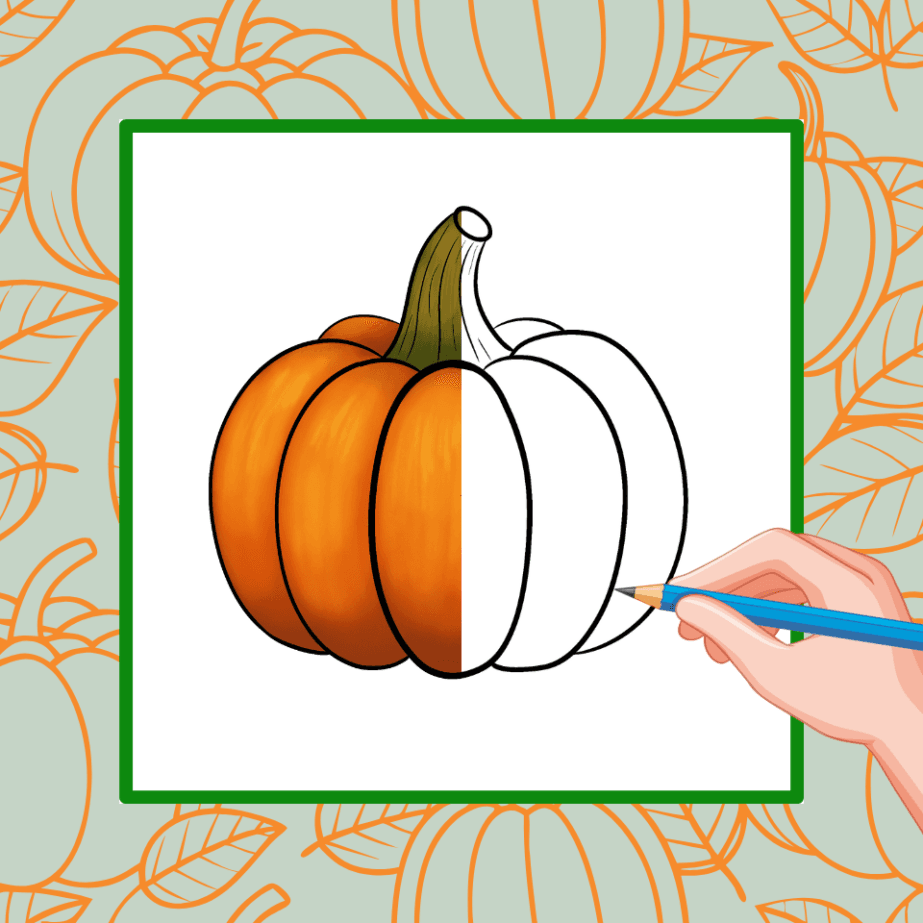 How to Draw a Pumpkin – Easy Step-by-Step Tutorial for Kids and ...