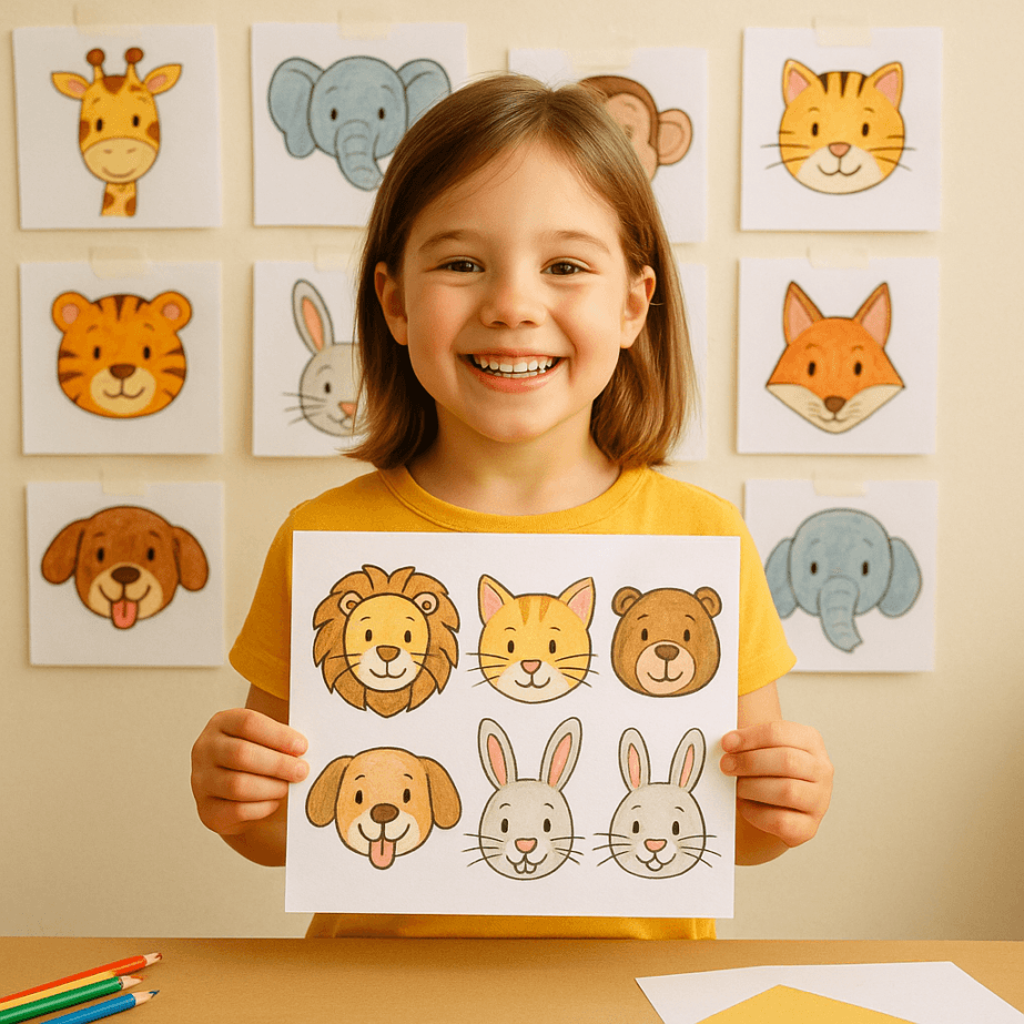 Step-by-step Animal Face Drawing for Children: Simple Tutorials for Fun ...