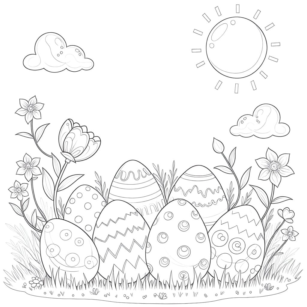 Happy Easter Day Coloring Page | Coloring Pages Mimi Panda