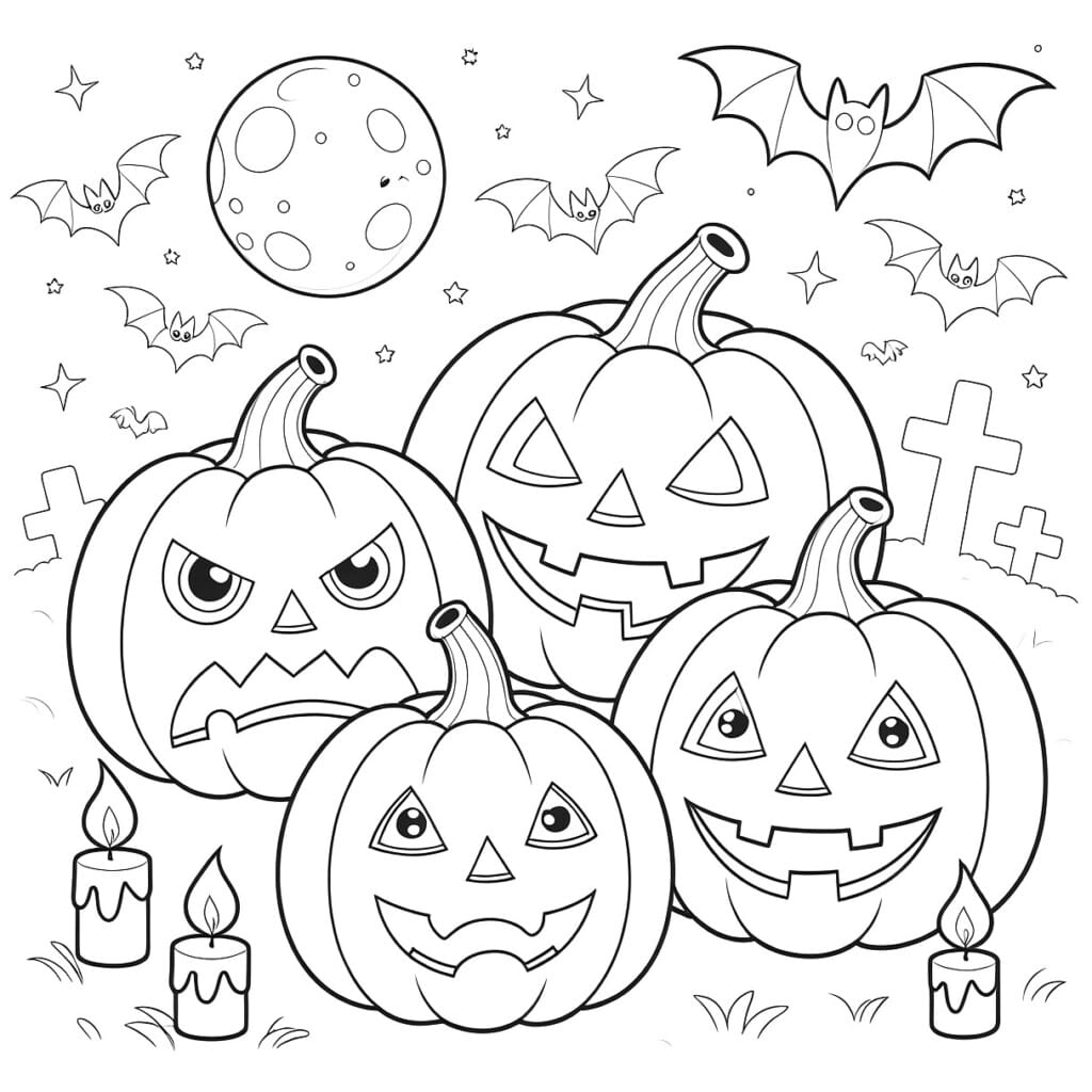 Coloring Book Pumpkin | Coloring Pages Mimi Panda