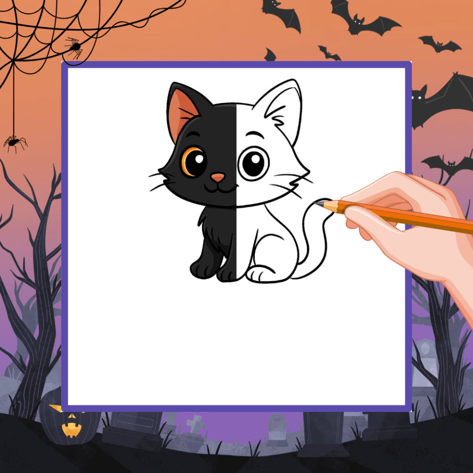 How to Draw a Halloween Cat: Cute and Simple Guide | Mimi Panda