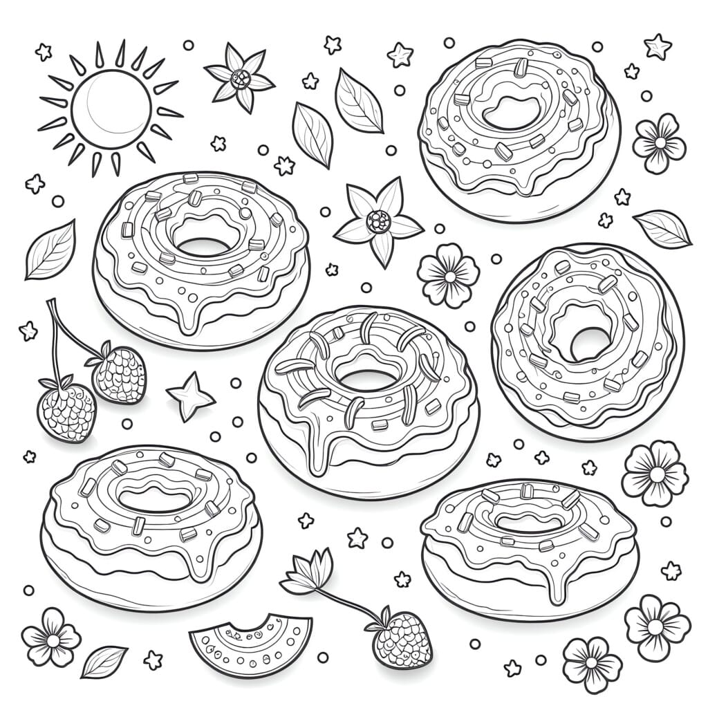 Donut Coloring | Coloring Pages Mimi Panda