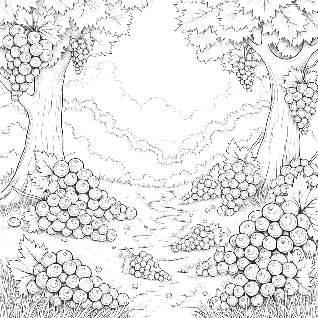 Grapes Coloring Page | Coloring Pages Mimi Panda