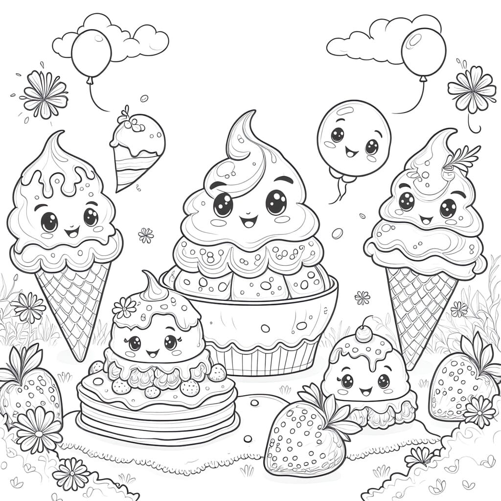Ice Cream Color Sheet | Coloring Pages Mimi Panda