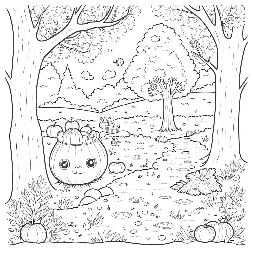Autumn Colouring Sheet | Coloring Pages Mimi Panda