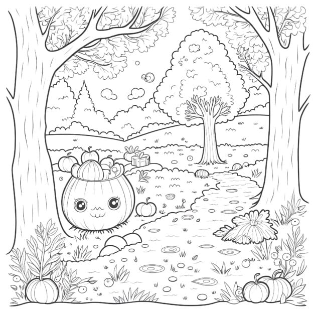 Autumn Colouring Sheet | Coloring Pages Mimi Panda