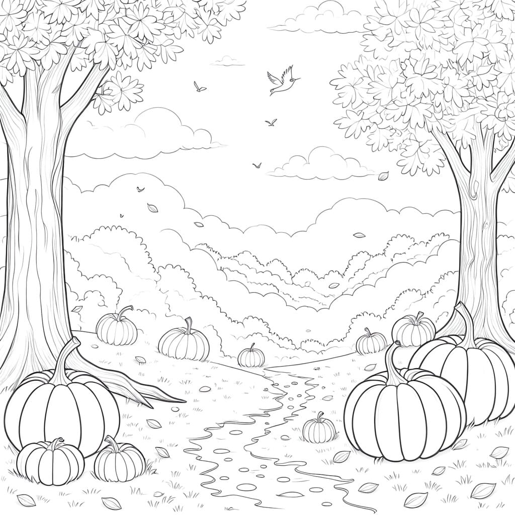Fall Coloring Sheet Printable | Coloring Pages Mimi Panda