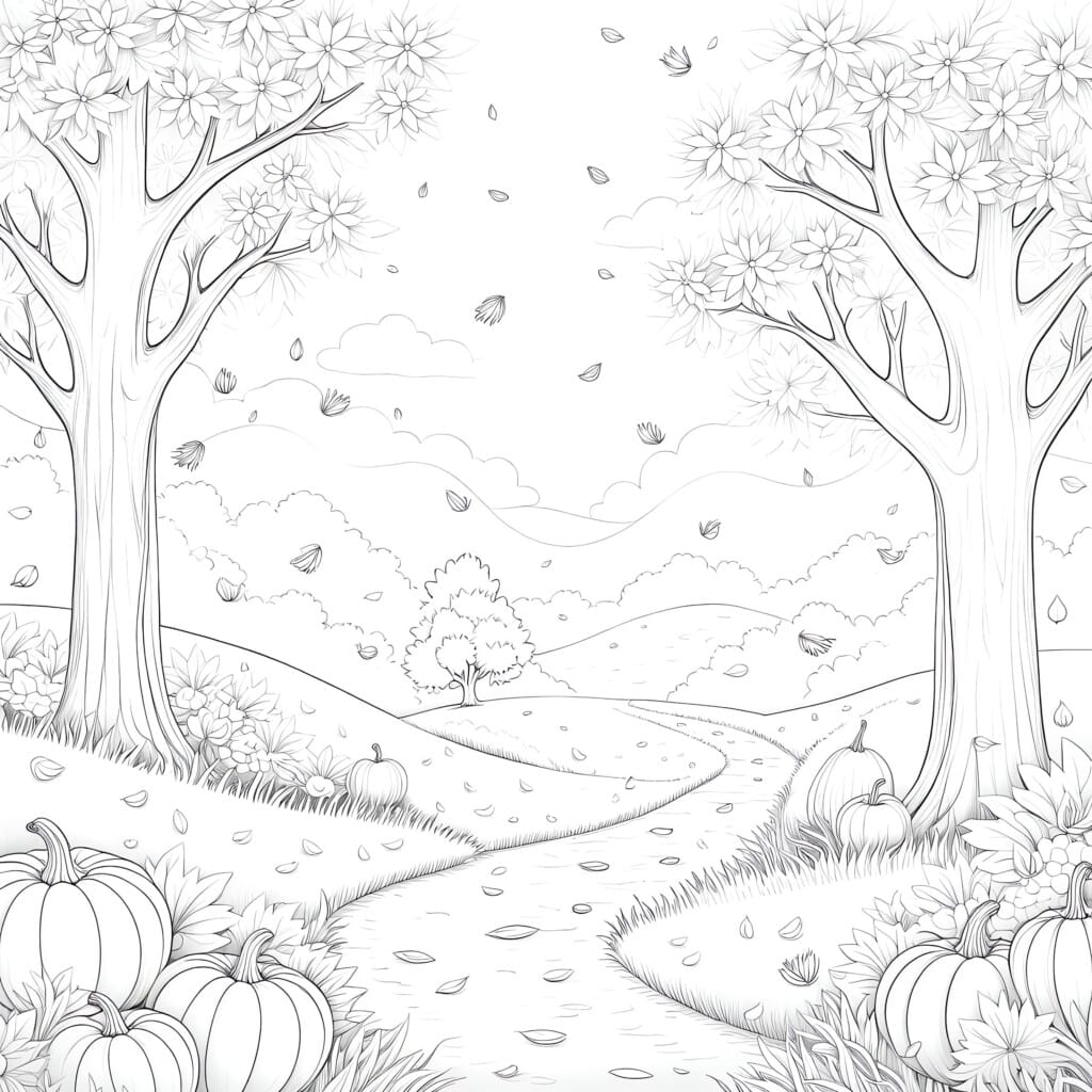 Coloring Autumn | Coloring Pages Mimi Panda