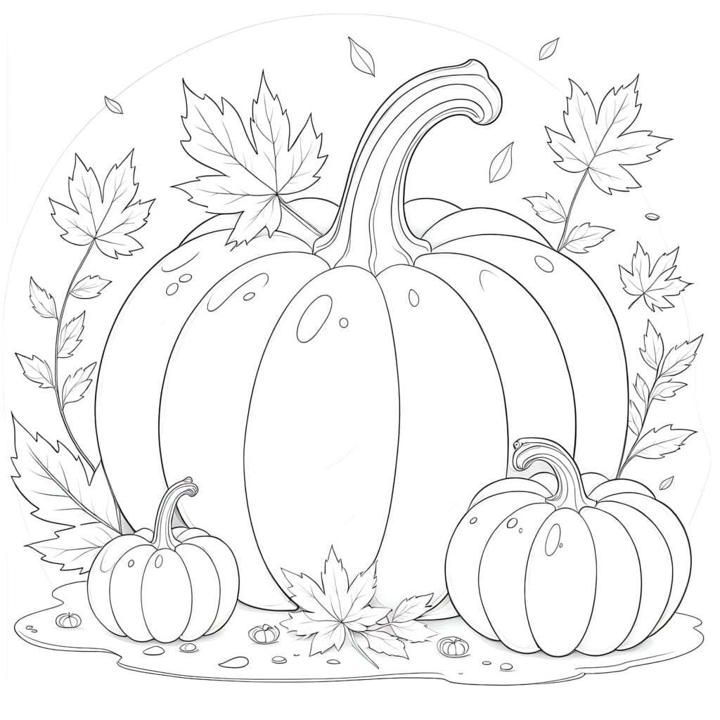 Fall Pumpkin Coloring Page | Coloring Pages Mimi Panda