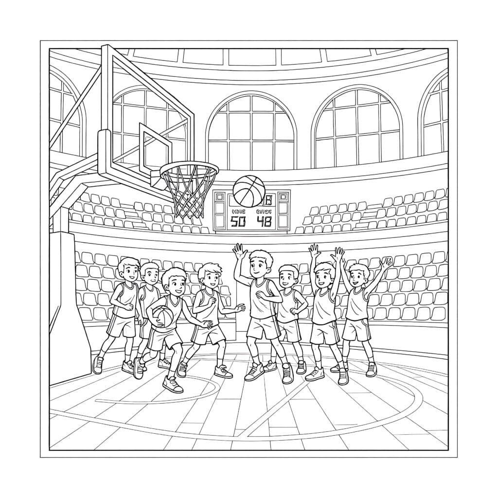 Basketball Color Page | Coloring Pages Mimi Panda
