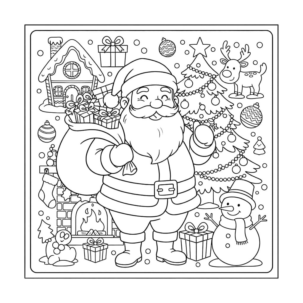 Christmas Color Page Free | Coloring Pages Mimi Panda