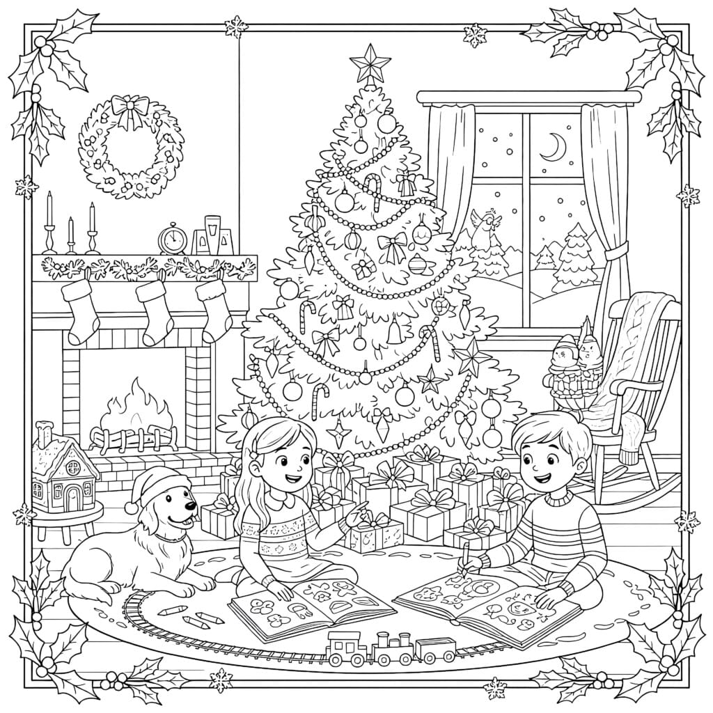 Printable Coloring Page Christmas | Coloring Pages Mimi Panda