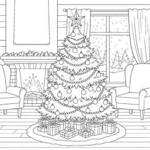 Christmas Coloring Tree | Coloring Pages Mimi Panda