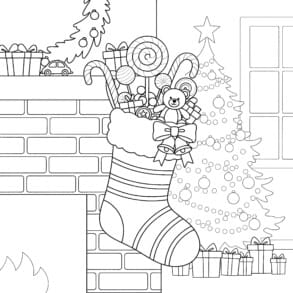 Christmas Stocking Coloring Sheet | Coloring Pages Mimi Panda