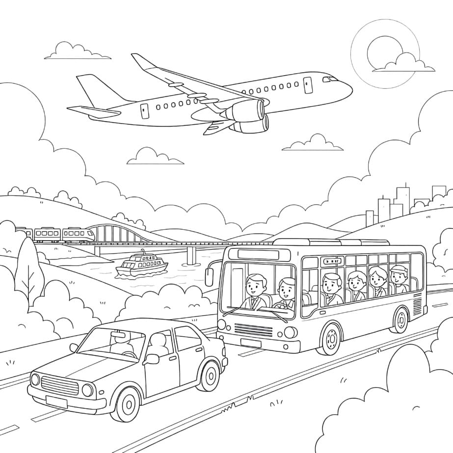 Transport Colouring Sheet | Coloring Pages Mimi Panda