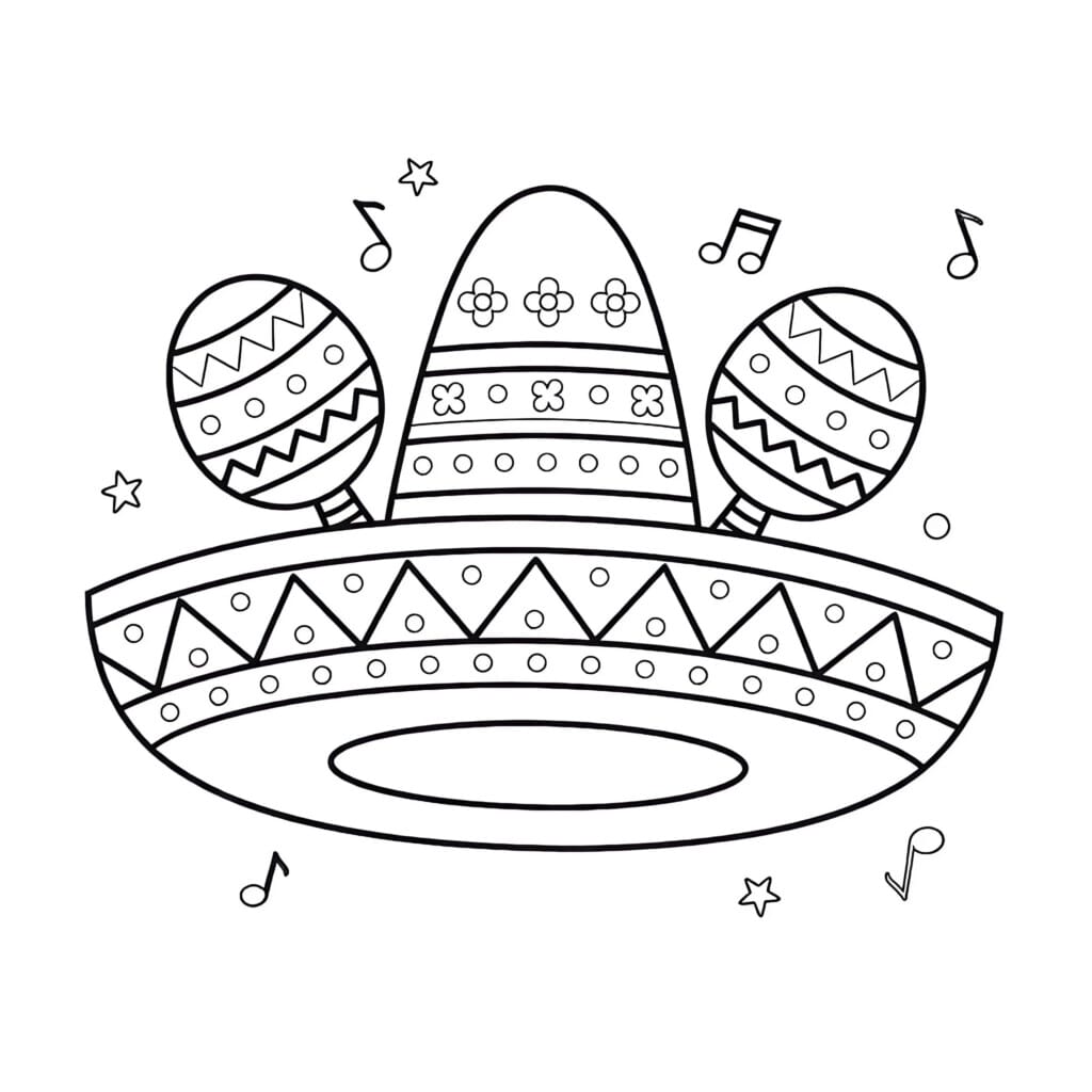 Cinco De Mayo Color Page | Coloring Pages Mimi Panda