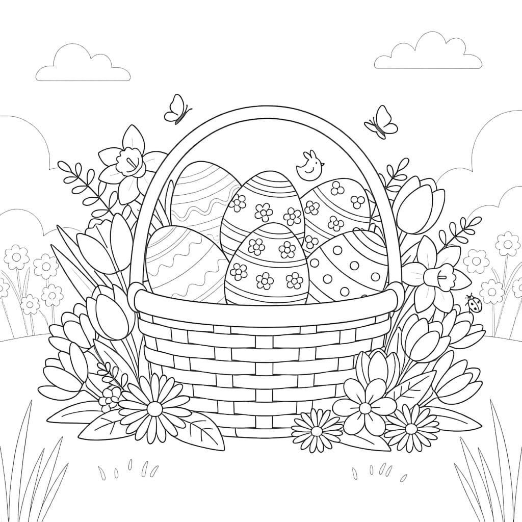 Easter Coloring Pic | Coloring Pages Mimi Panda