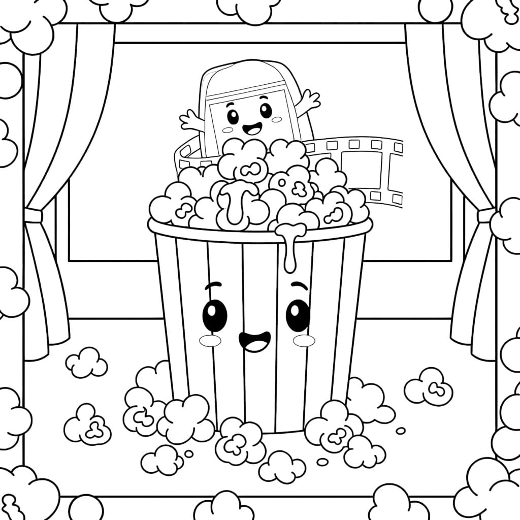 Popcorn Color Page | Coloring Pages Mimi Panda