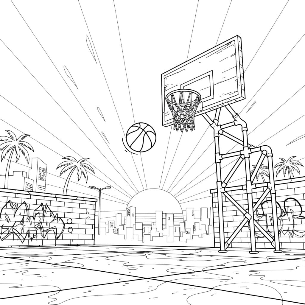 Colouring Basketball | Coloring Pages Mimi Panda