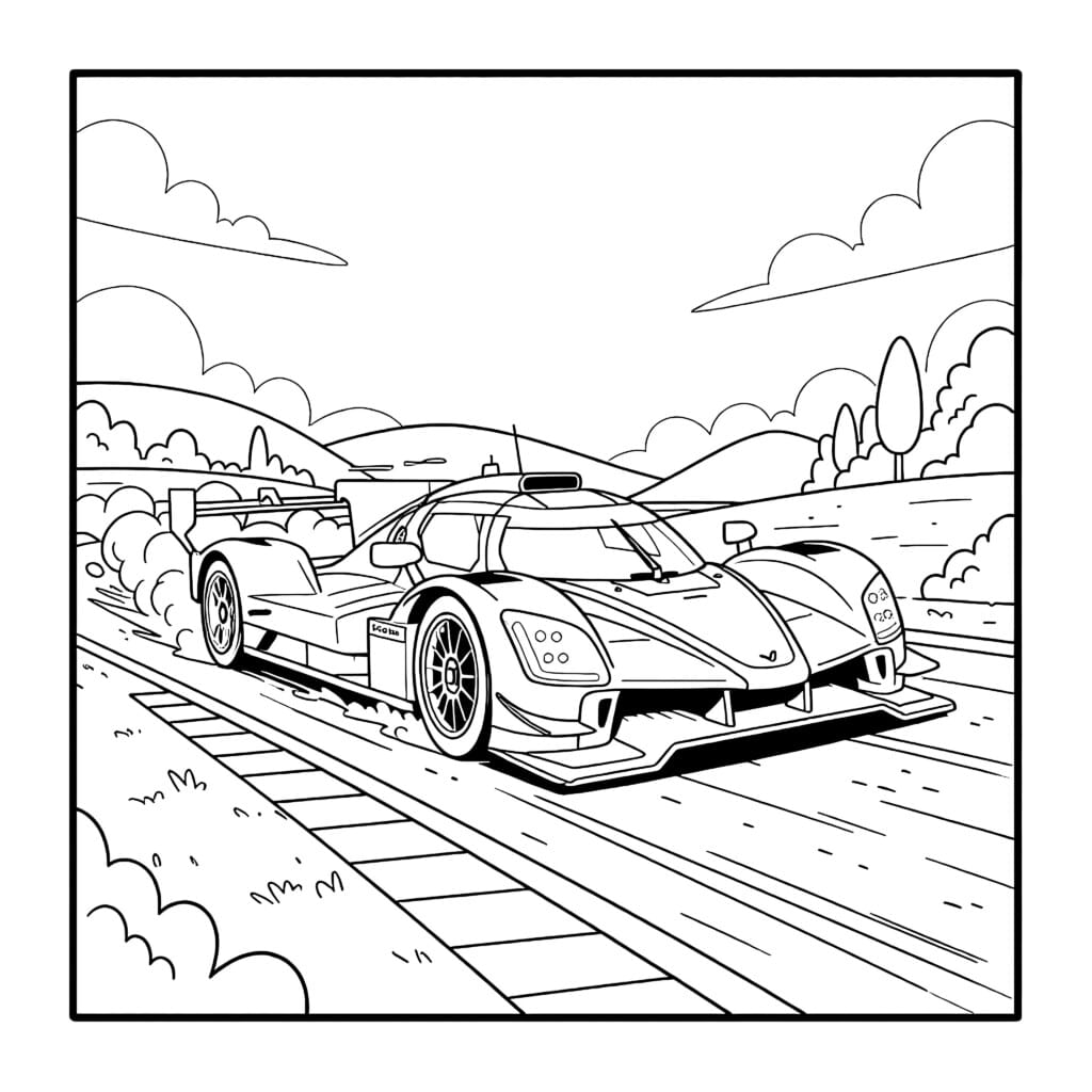 Colouring Racing Car | Coloring Pages Mimi Panda