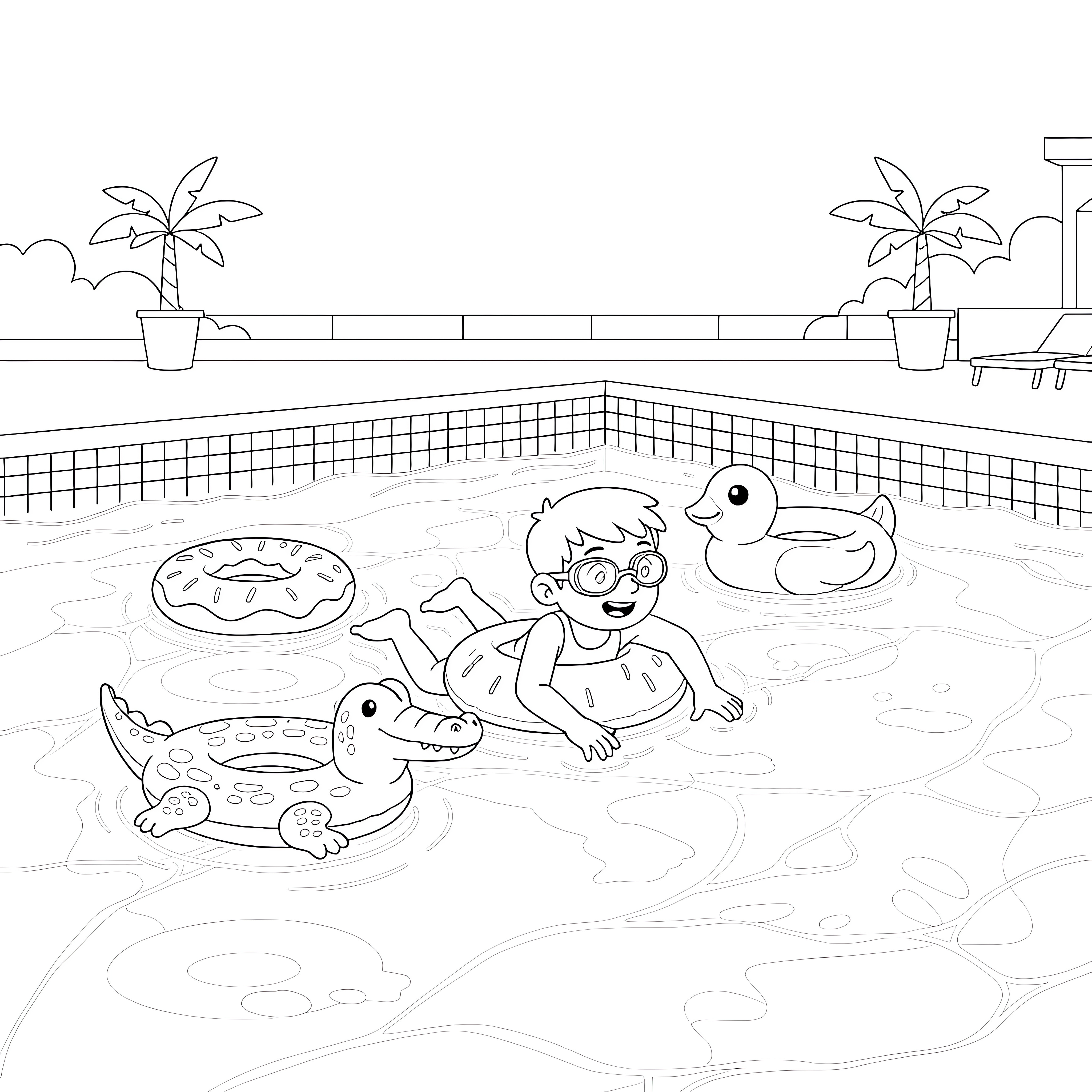 Swimming Color Page | Coloring Pages Mimi Panda