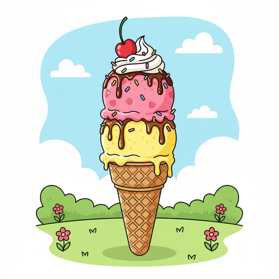 Ice Cream Cone Colouring | Coloring Pages Mimi Panda