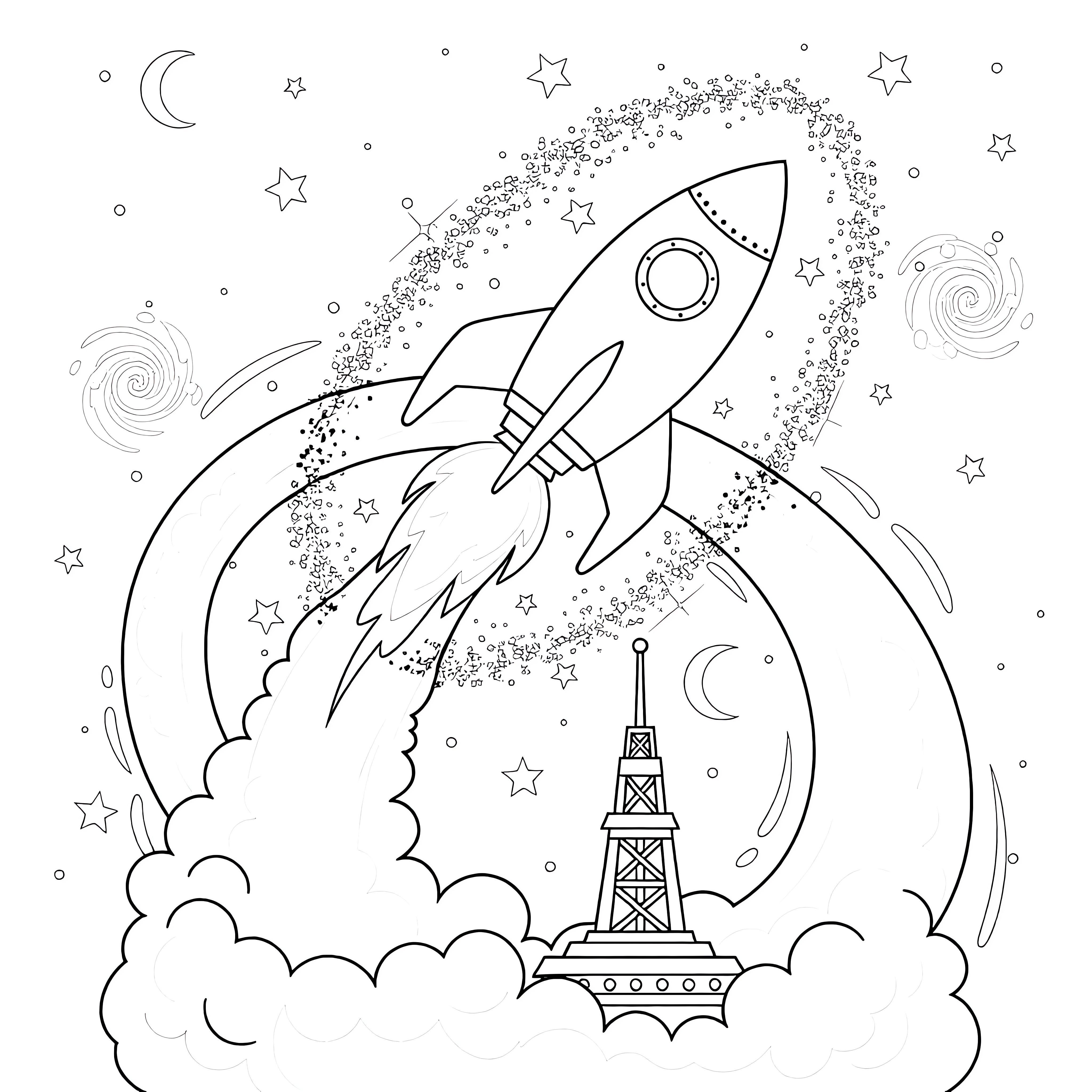 Coloring Page Of A Rocket Ship | Coloring Pages Mimi Panda