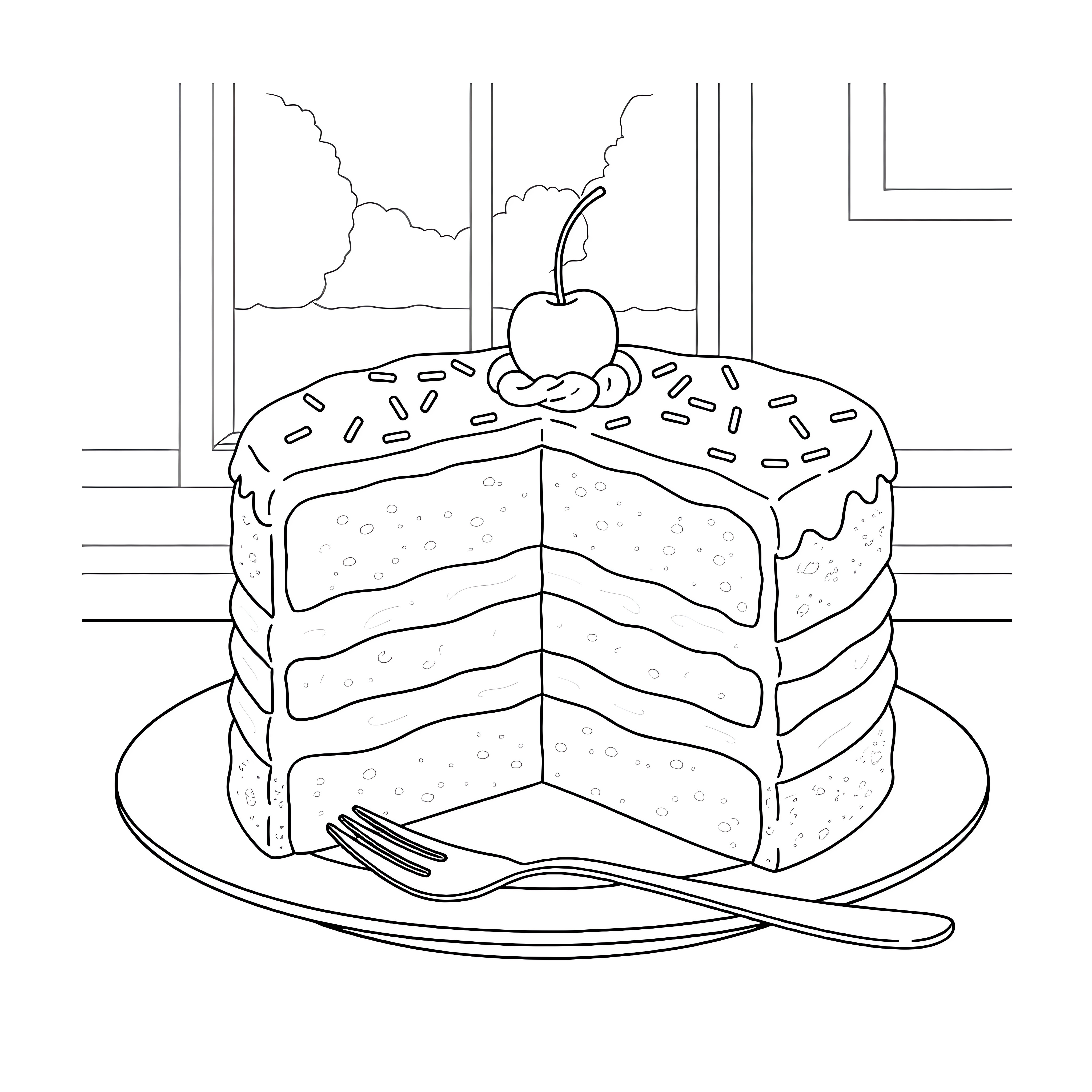 Cake Picture For Coloring | Coloring Pages Mimi Panda