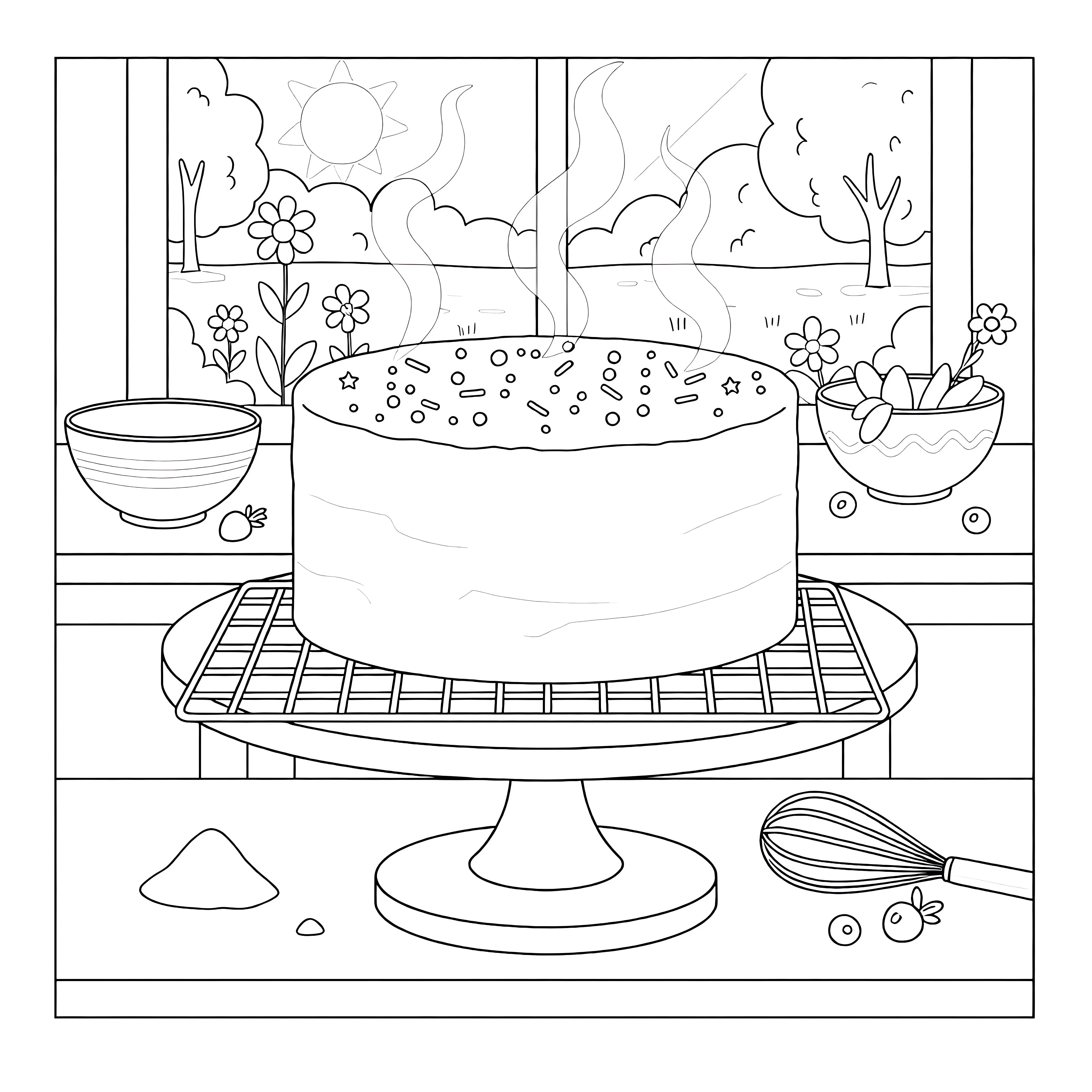 Cake Picture To Colour | Coloring Pages Mimi Panda