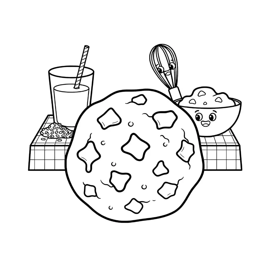 Chocolate Chip Cookie Coloring Page | Coloring Pages Mimi Panda