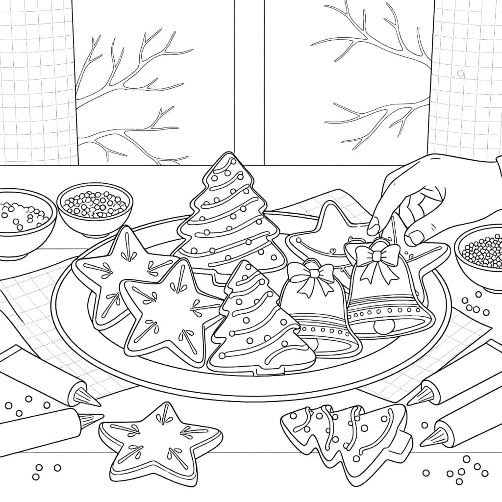 Christmas Cookies Colouring | Coloring Pages Mimi Panda