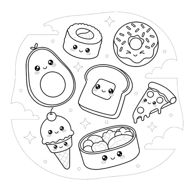 Coloring Cute Food | Coloring Pages Mimi Panda