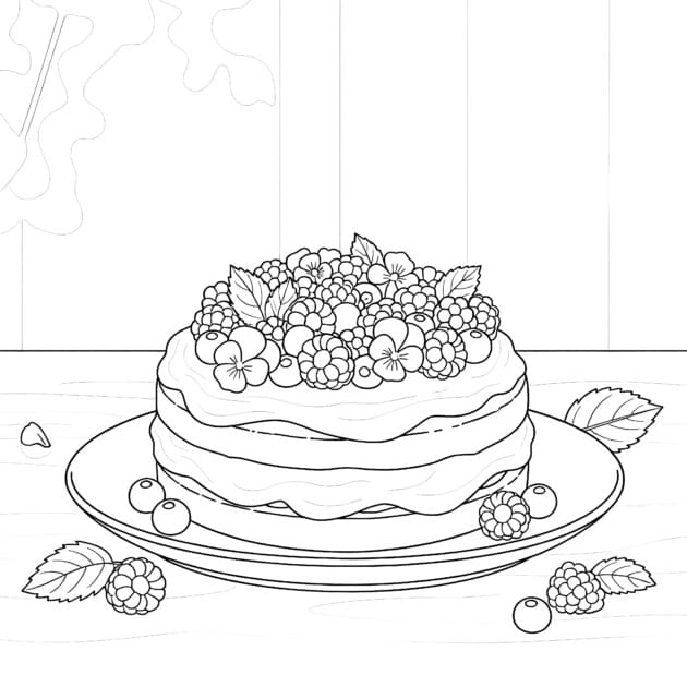 Coloring Picture Cake | Coloring Pages Mimi Panda