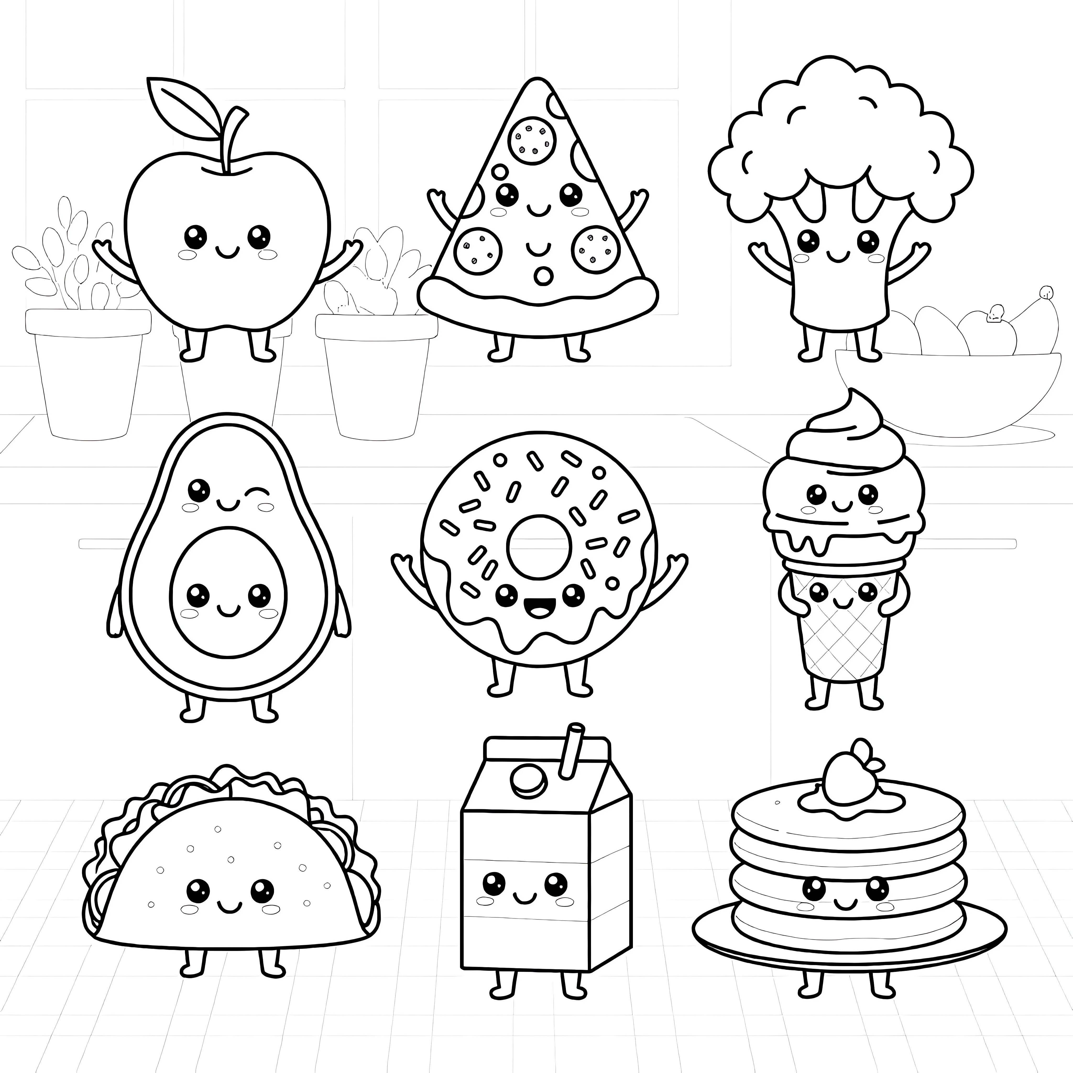 Cute Food Coloring Sheet | Coloring Pages Mimi Panda