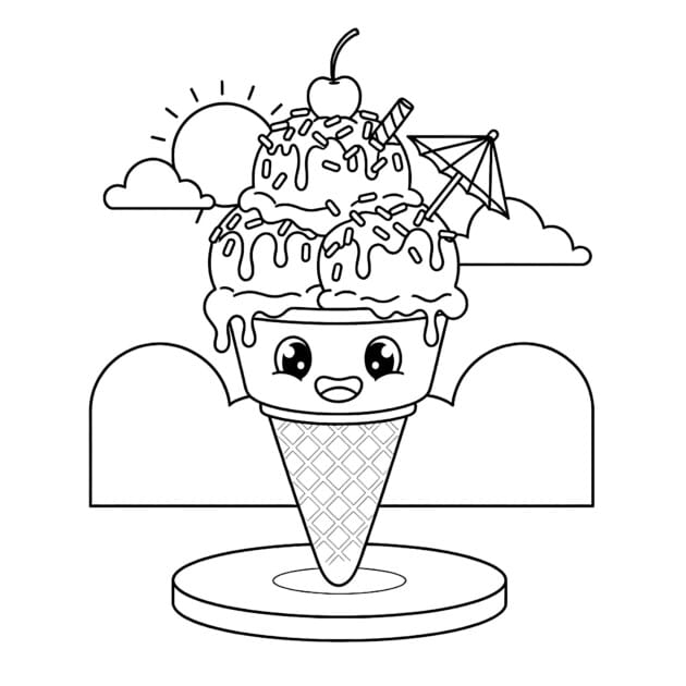 Cute Ice Cream Coloring | Coloring Pages Mimi Panda