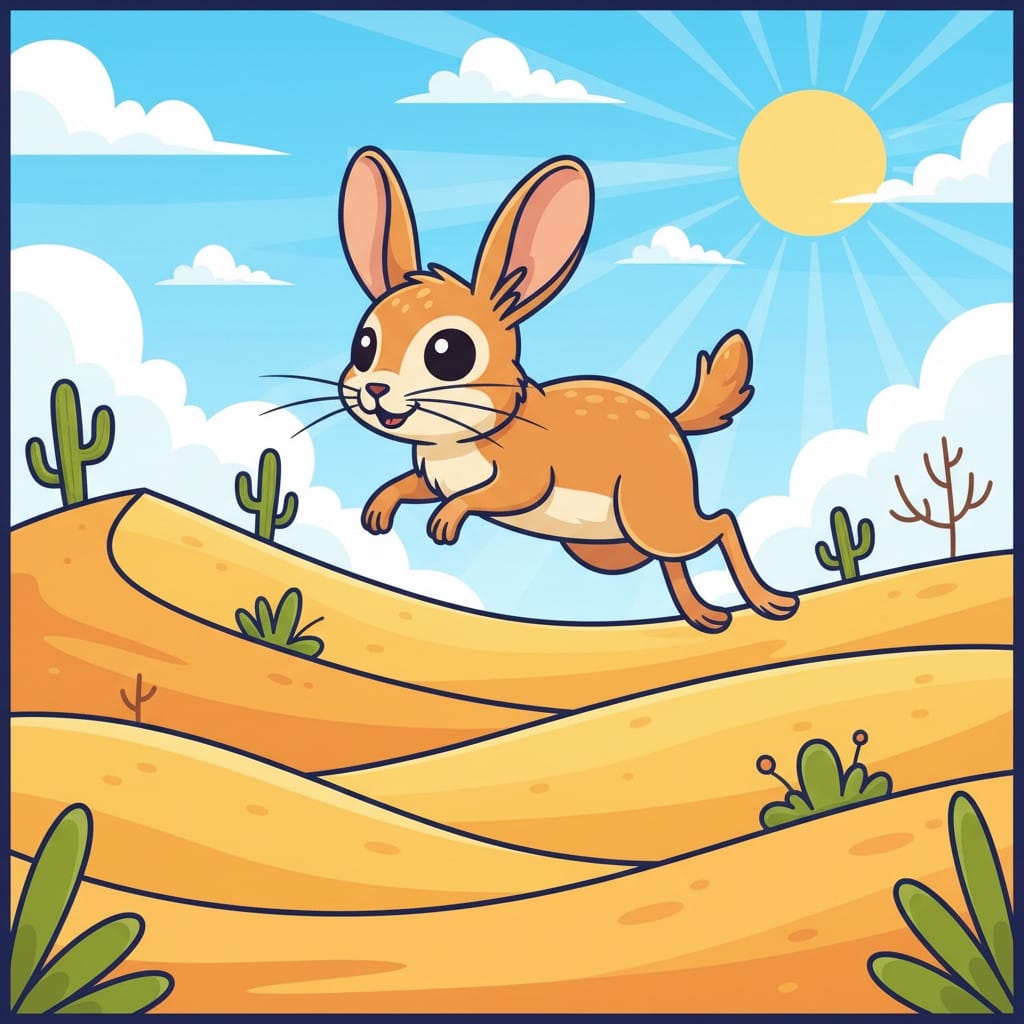 Jerboa Jumping Sand Dunes Coloring Page | Coloring Pages Mimi Panda