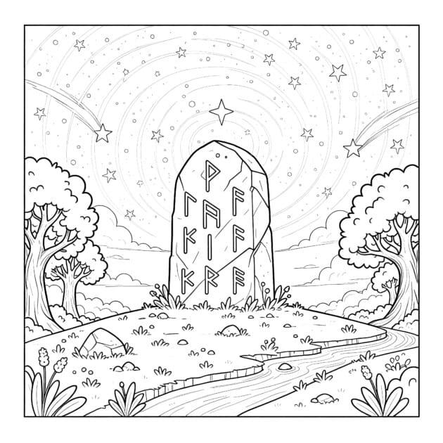 Norse Rune Stone Coloring Page | Coloring Pages Mimi Panda