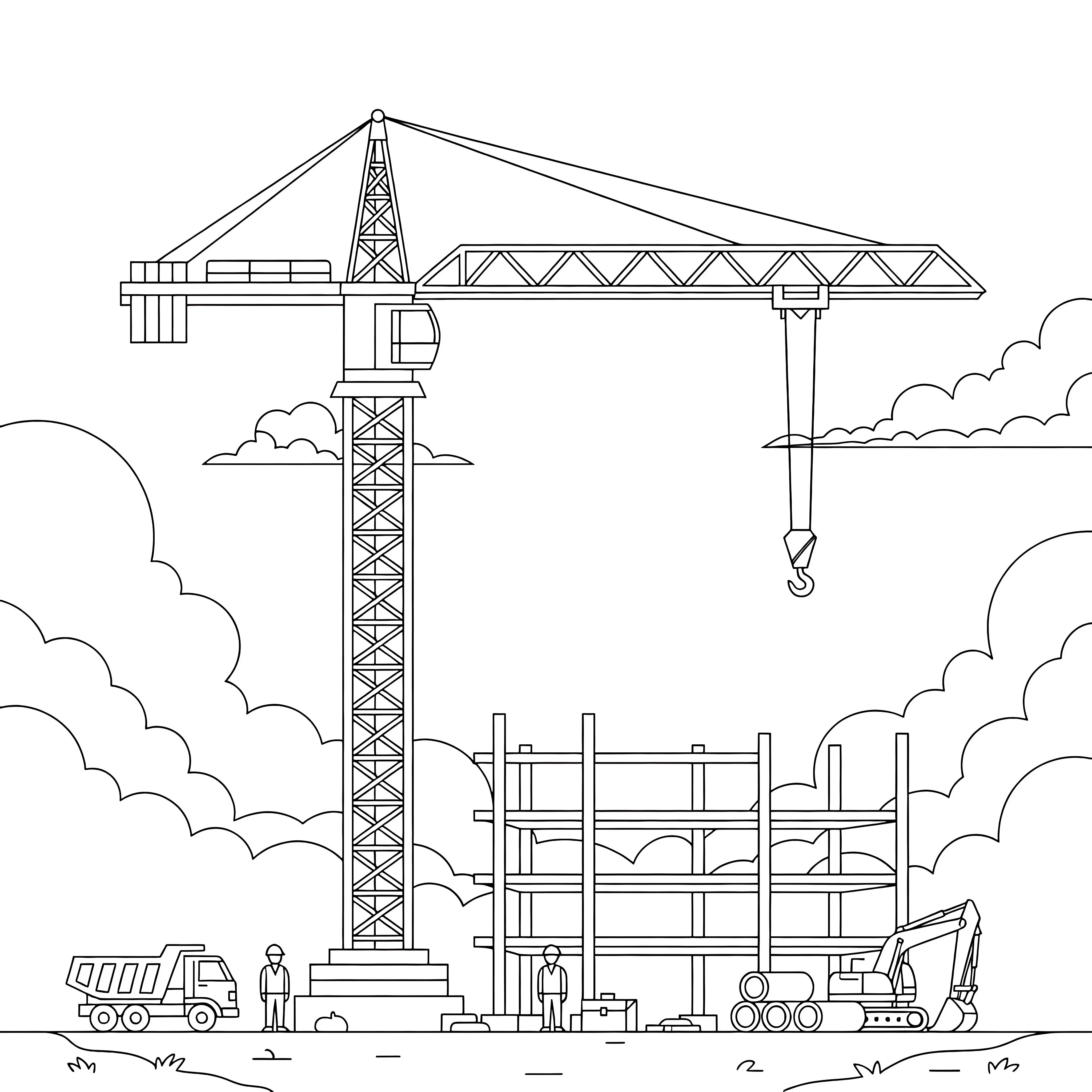 Construction Crane Coloring Page | Coloring Pages Mimi Panda