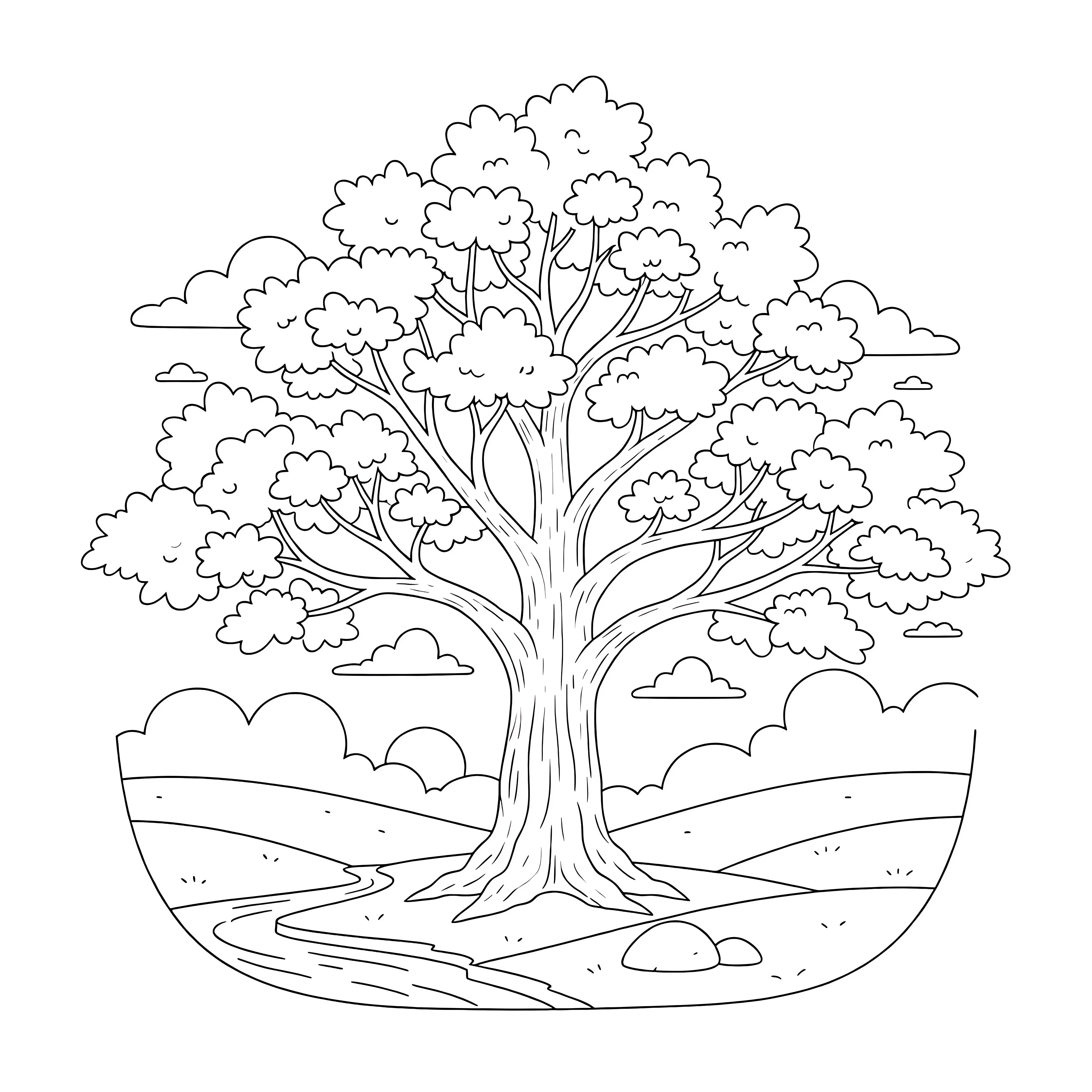 Oak Tree Coloring Page | Coloring Pages Mimi Panda